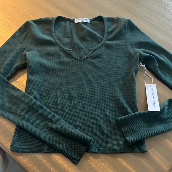 perfectwhitetee | Tops | Nwt Ribbed Green Long Sleeve | Poshmark